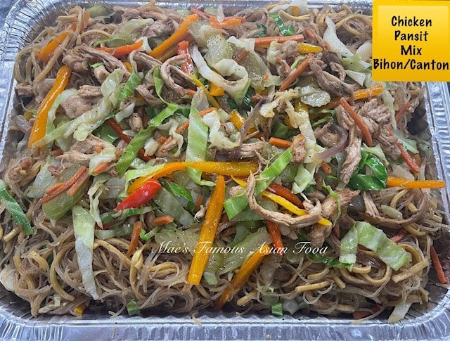 Chicken Pancit Mixed Bihon/Canton (Medium Half Pan Size) | Mae's Famous ...
